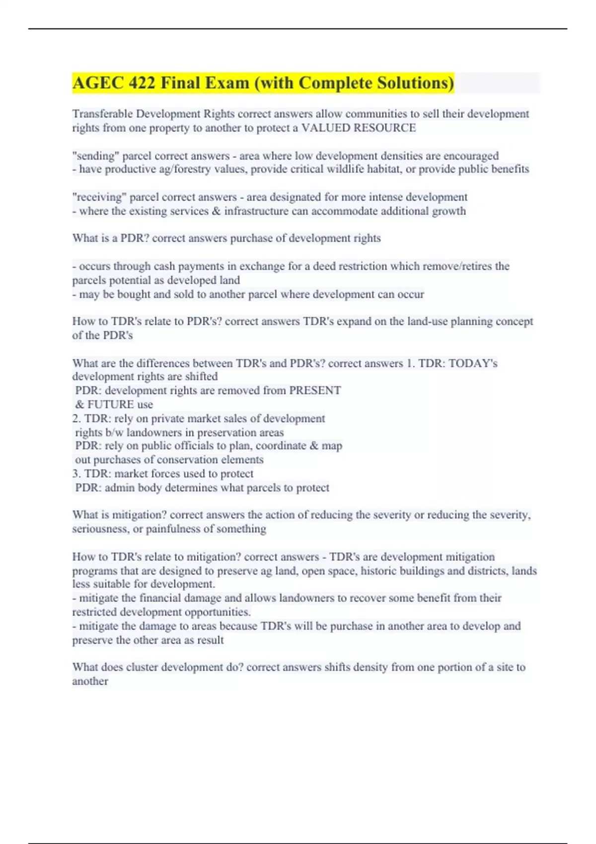 AGEC 422 Final Exam (with Complete Solutions) - AGEC 422 - Stuvia US