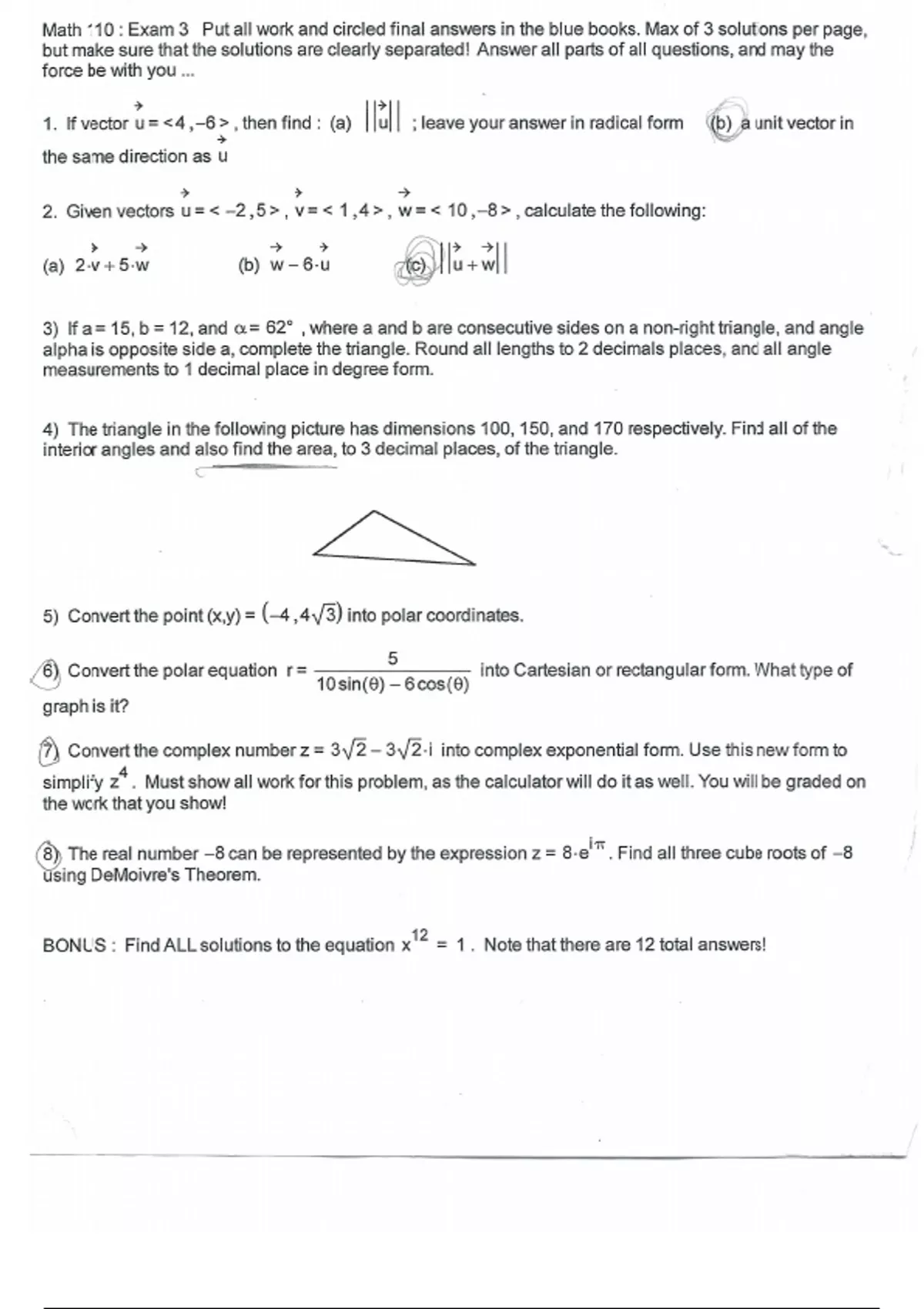 Math 110 - Exam 1, 2, & 3 Samples - MATH 110 - Stuvia US