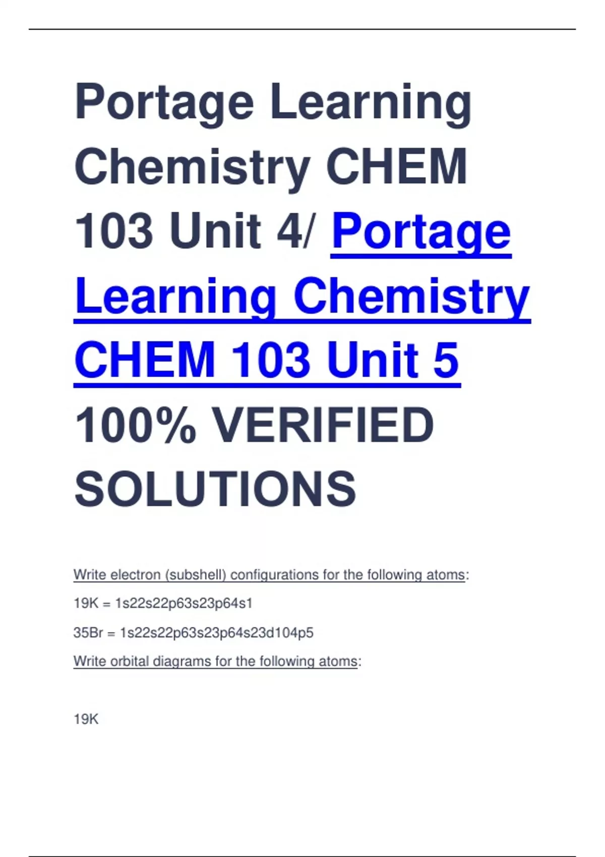 Portage Learning Chemistry CHEM 103 Unit 4/ Portage Learning Chemistry ...