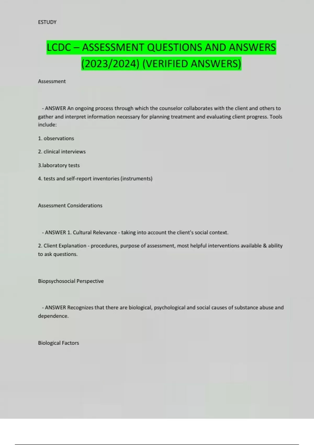 LCDC exam QUESTIONS AND ANSWERS (2023/2024) PACKAGE - Stuvia US