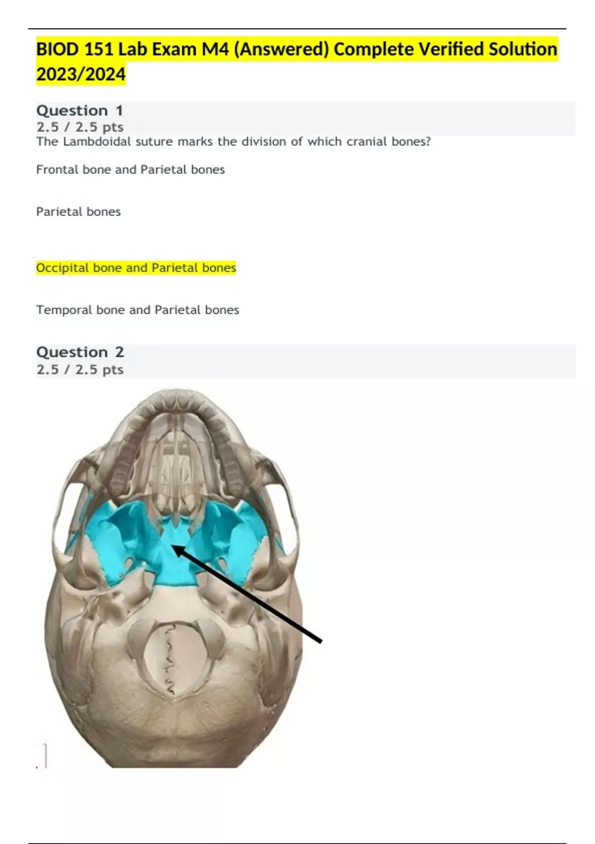 BIOD 151 Lab Exam M4 (Answered) Complete Verified Solution 2023/2024 ...
