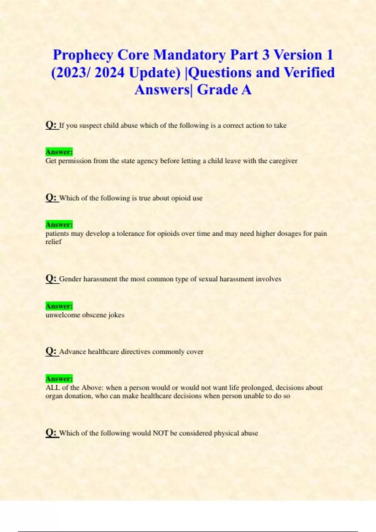 Prophecy Core Mandatory Part 3 Exams (2023/ 2024 Updates STUDY BINDLE ...