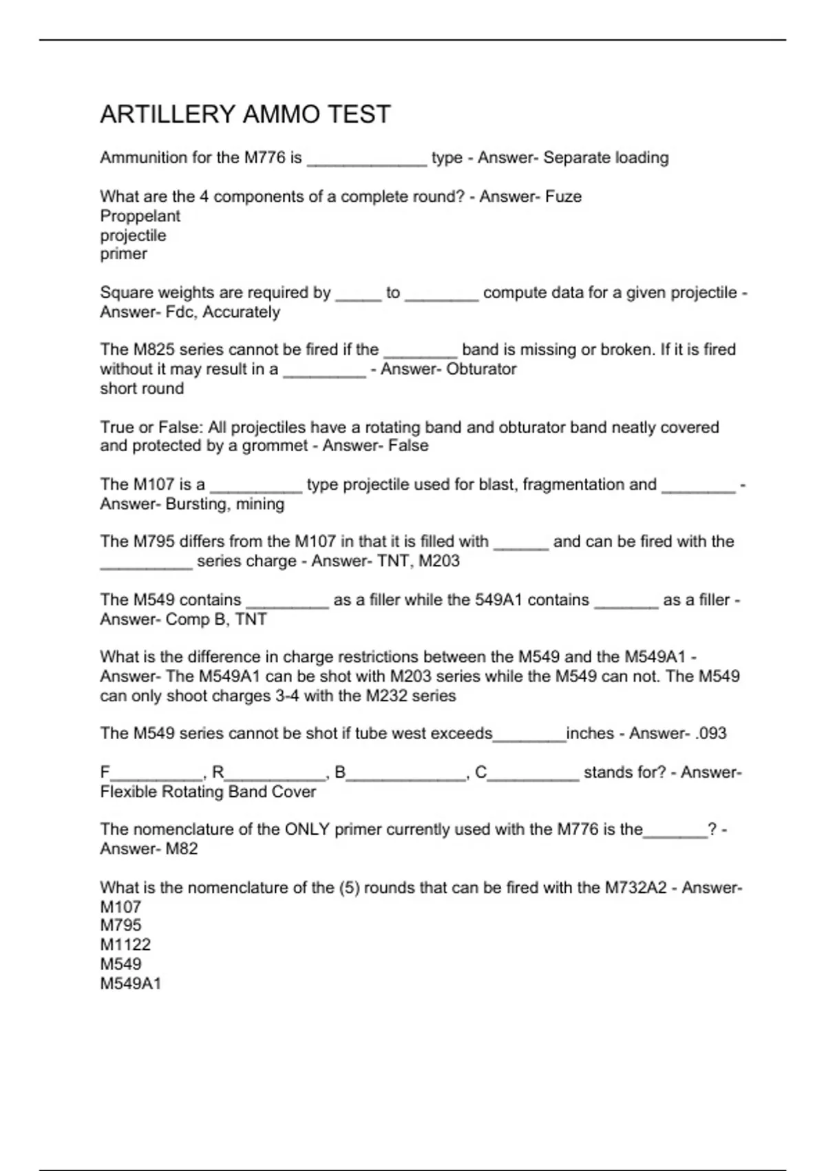Artillery ammo test - Ammo - Stuvia US