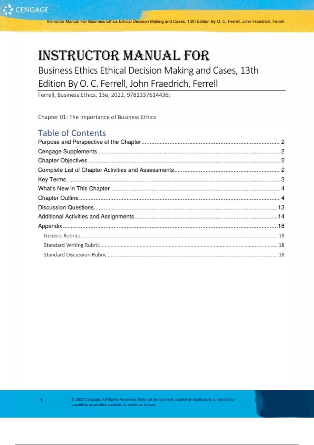 Instructor Manual For Business Ethics Ethical Decision Making and Cases ...