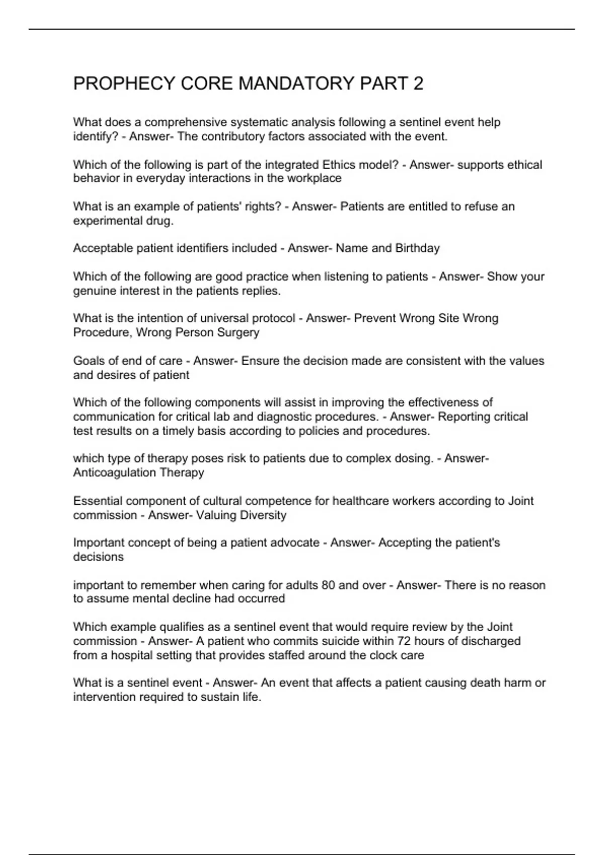 Prophecy Core Mandatory Part 2 - Prophecy Core Mandatory - Stuvia US