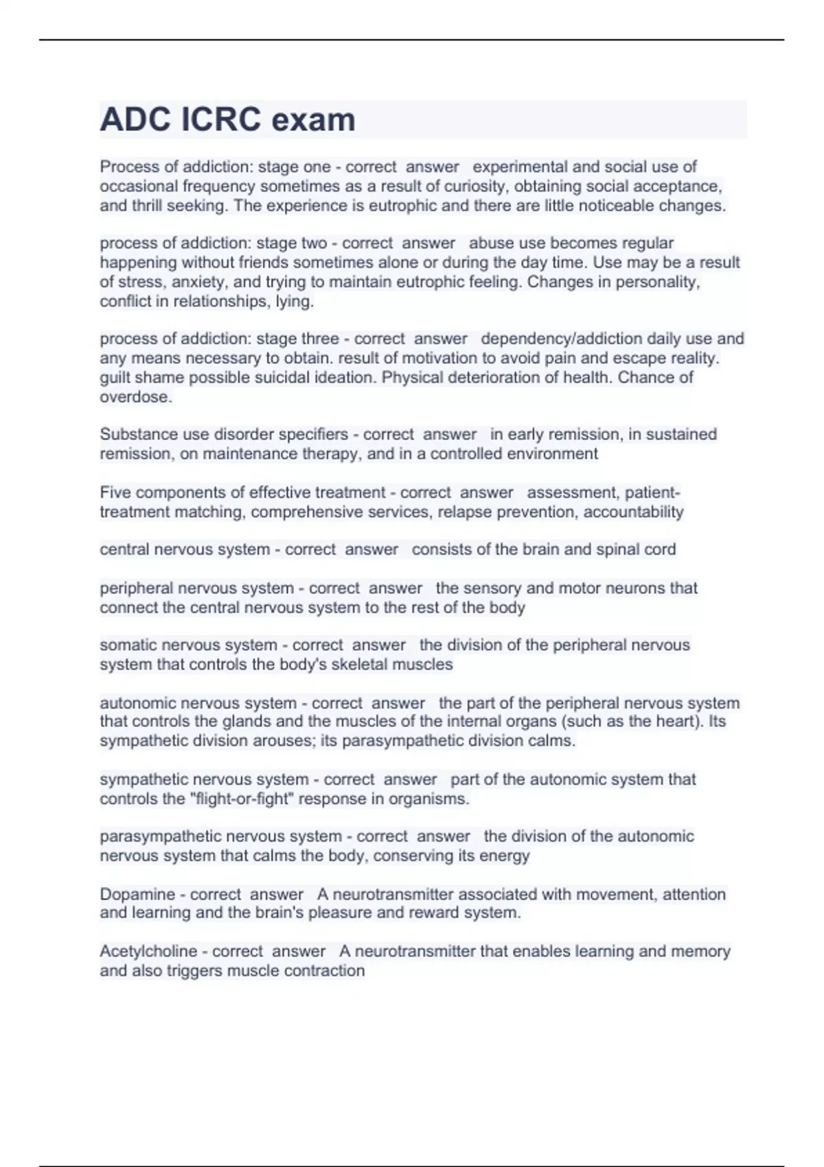 ADC ICRC exam Questions with complete solution 2023 - ICRC - Stuvia US