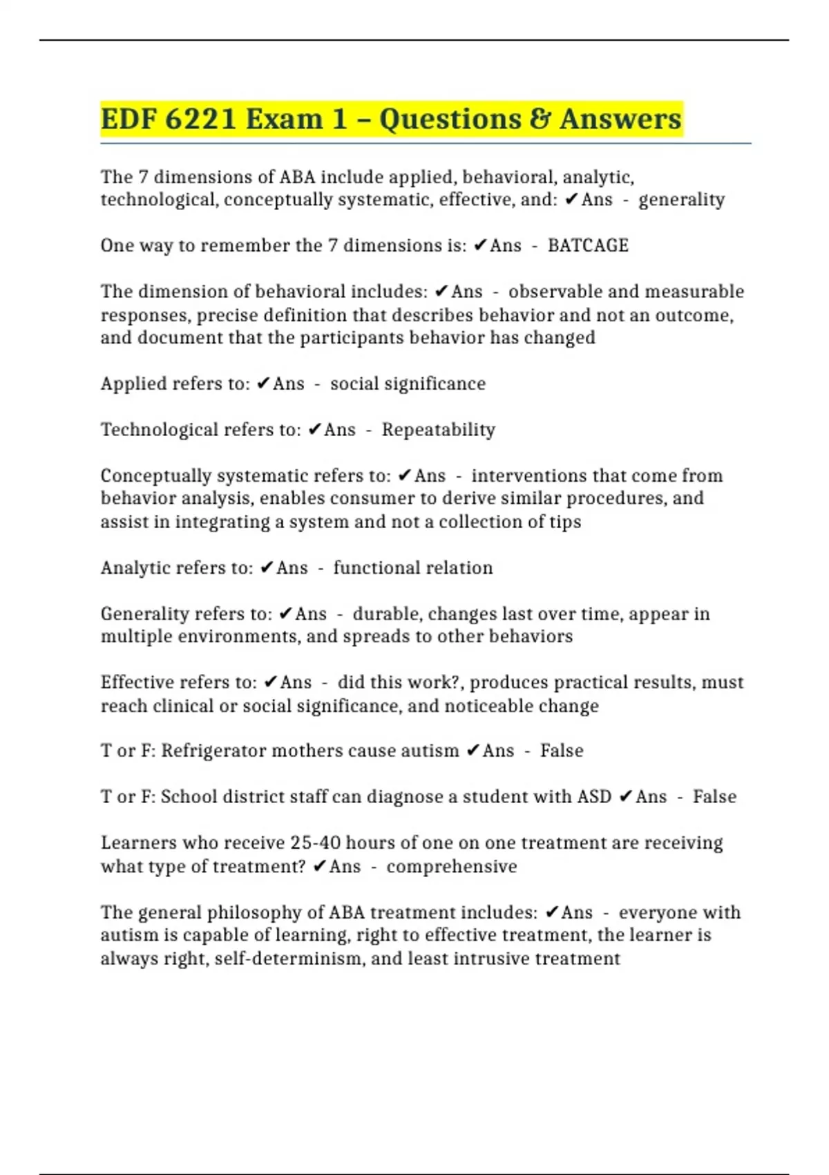 EDF 6221 Exam 1 – Questions & Answers - EDF - Stuvia US