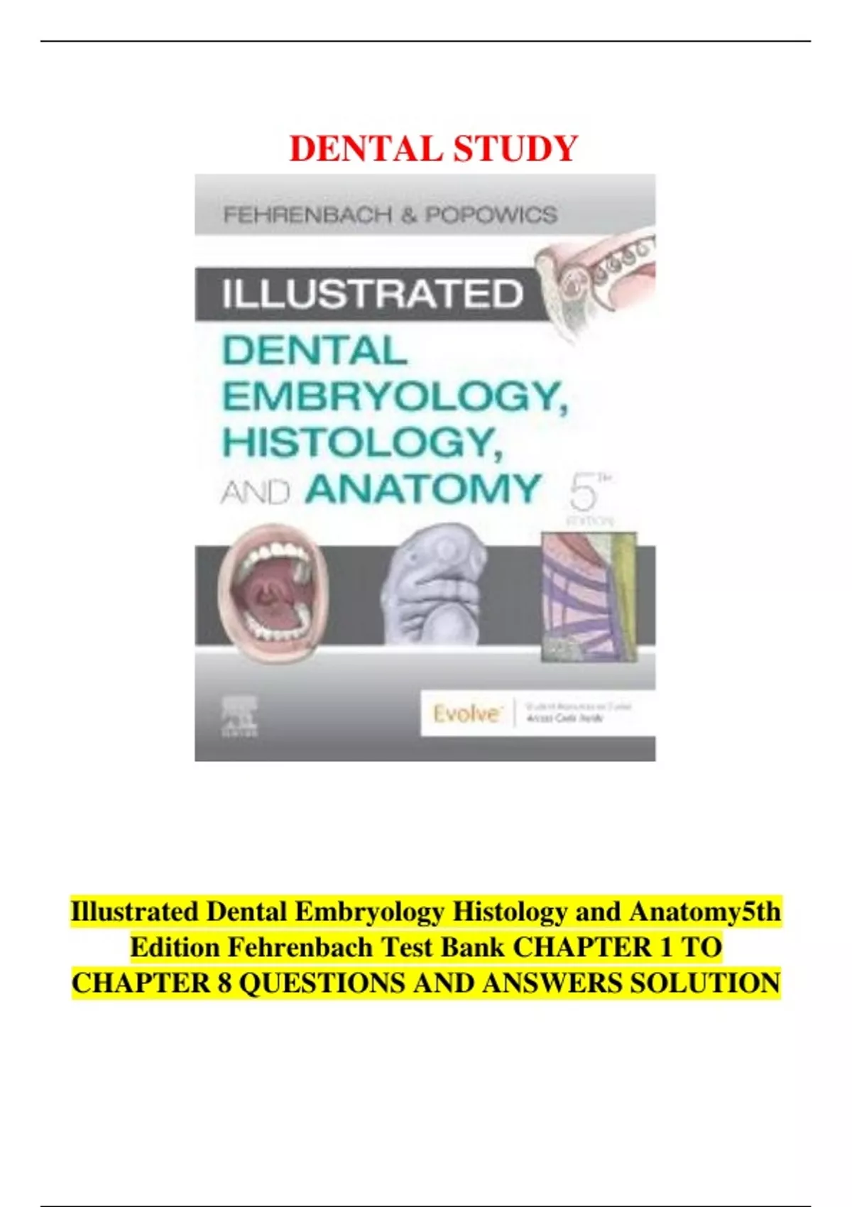 Illustrated Dental Embryology Histology and Anatomy5th Edition ...