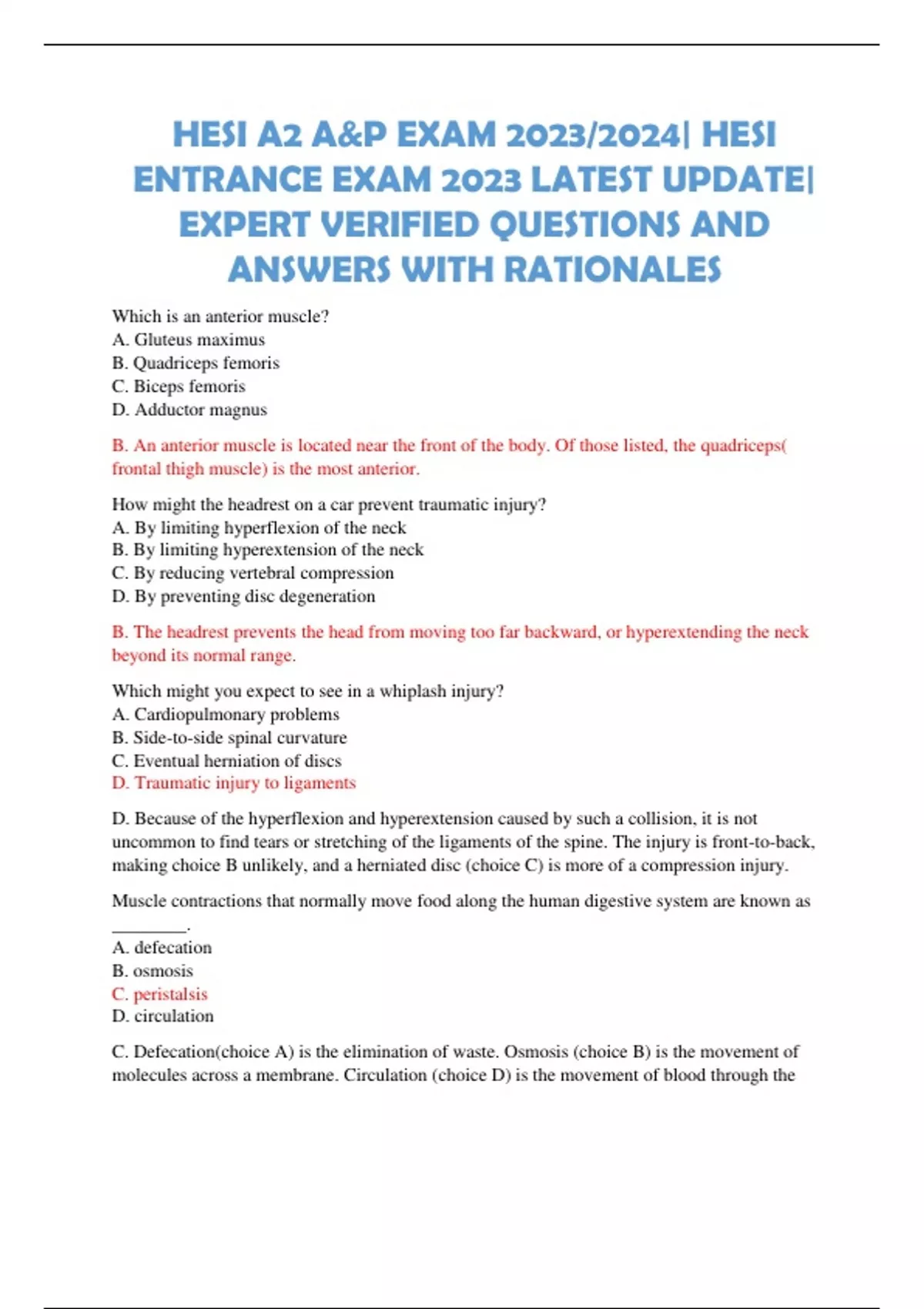 HESI A2 A&P EXAM 2023/2024| HESI ENTRANCE EXAM 2023 LATEST UPDATE ...