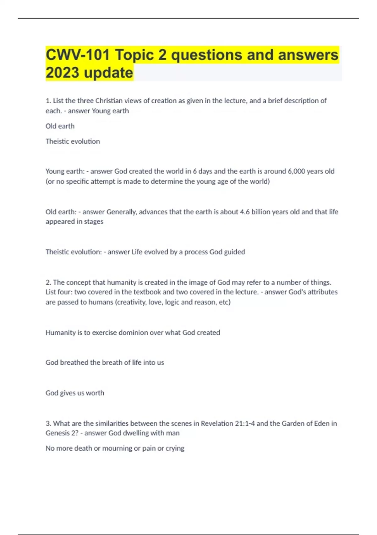 CWV-101 Topic 2 12 questions with correct answers 2023 update - CWV 101 ...