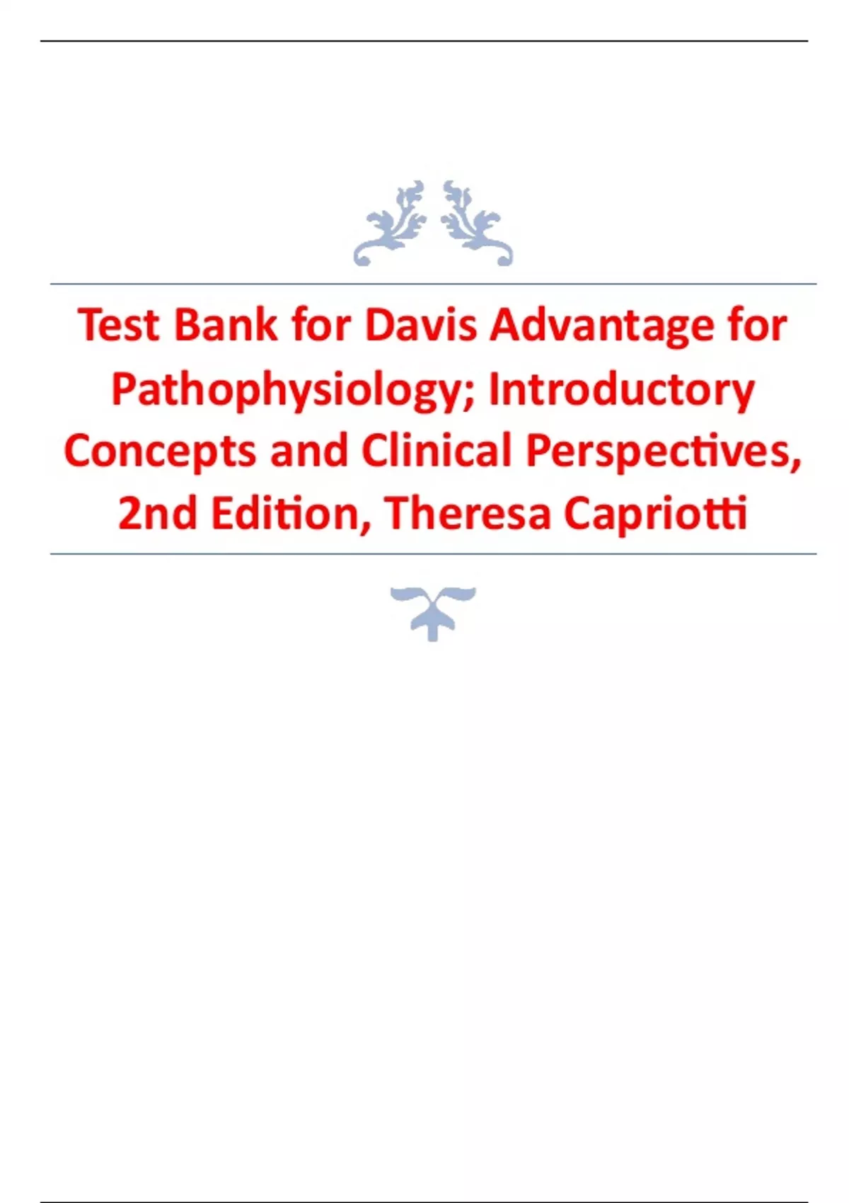 Test Bank for Davis Advantage for Pathophysiology Introductory Concepts ...