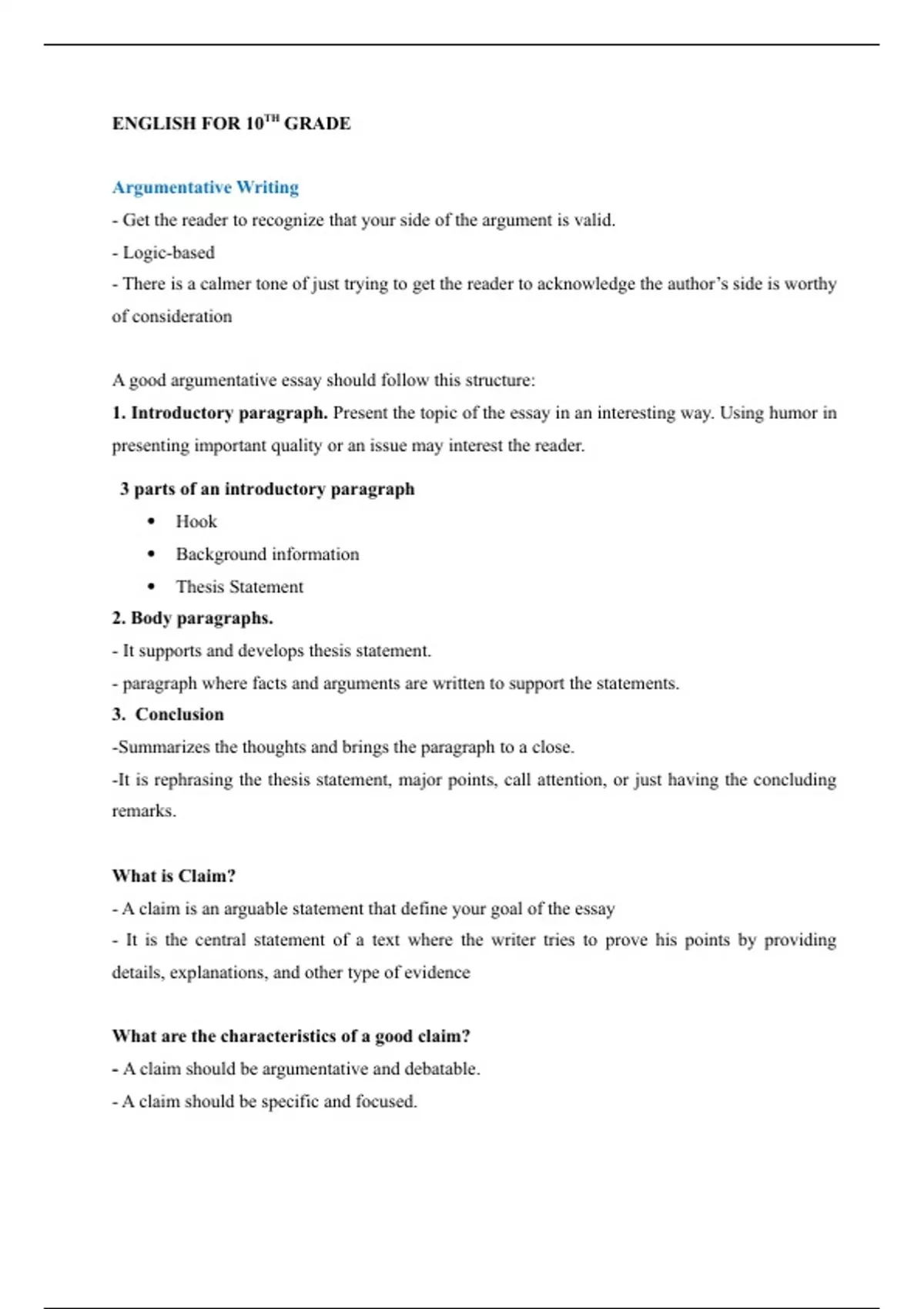 Types of Writing - English language and composition - Stuvia US