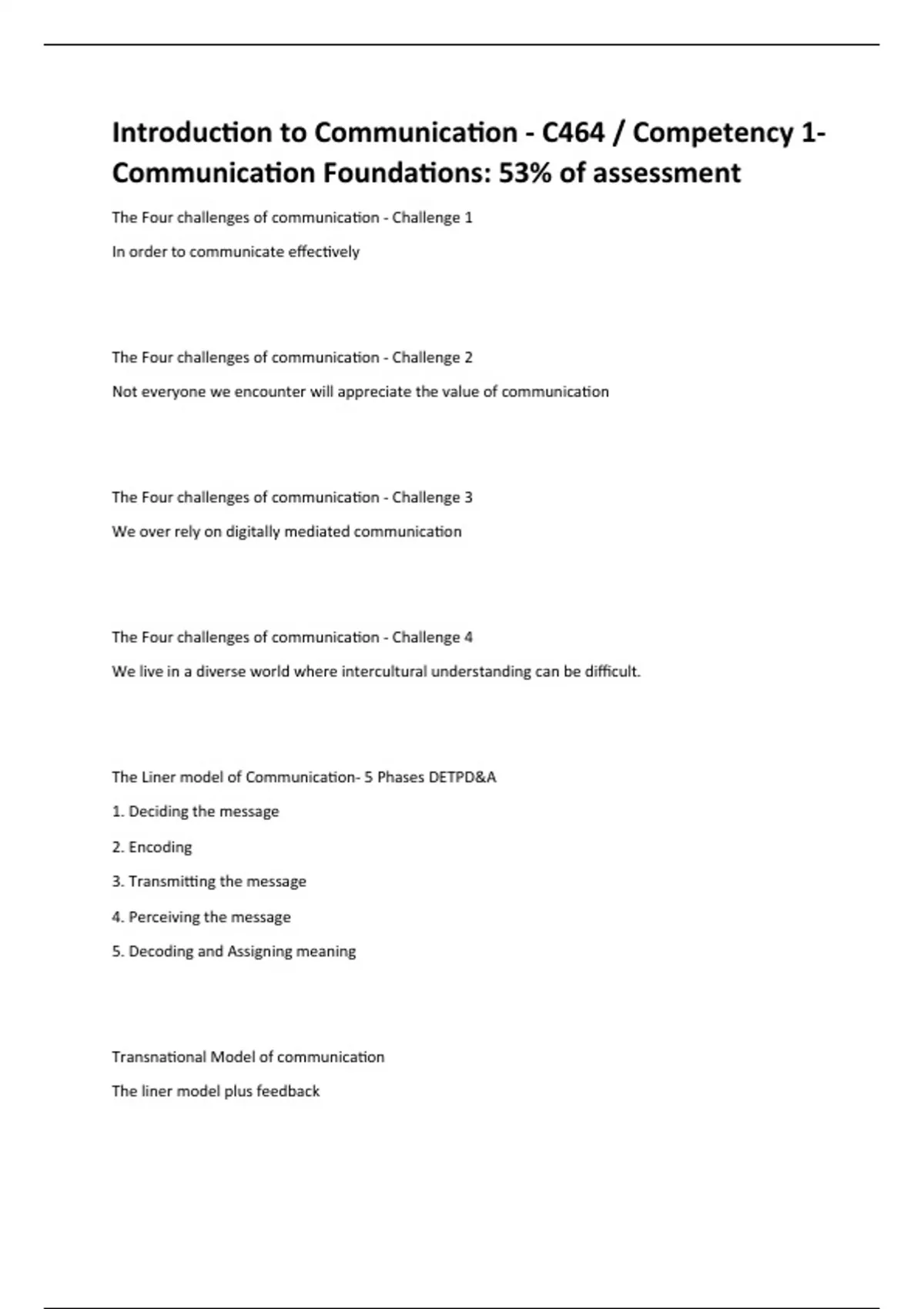 Introduction To Communication C464 Competency 1 Communication Introduction To Communication C464 Competency 1 Communication