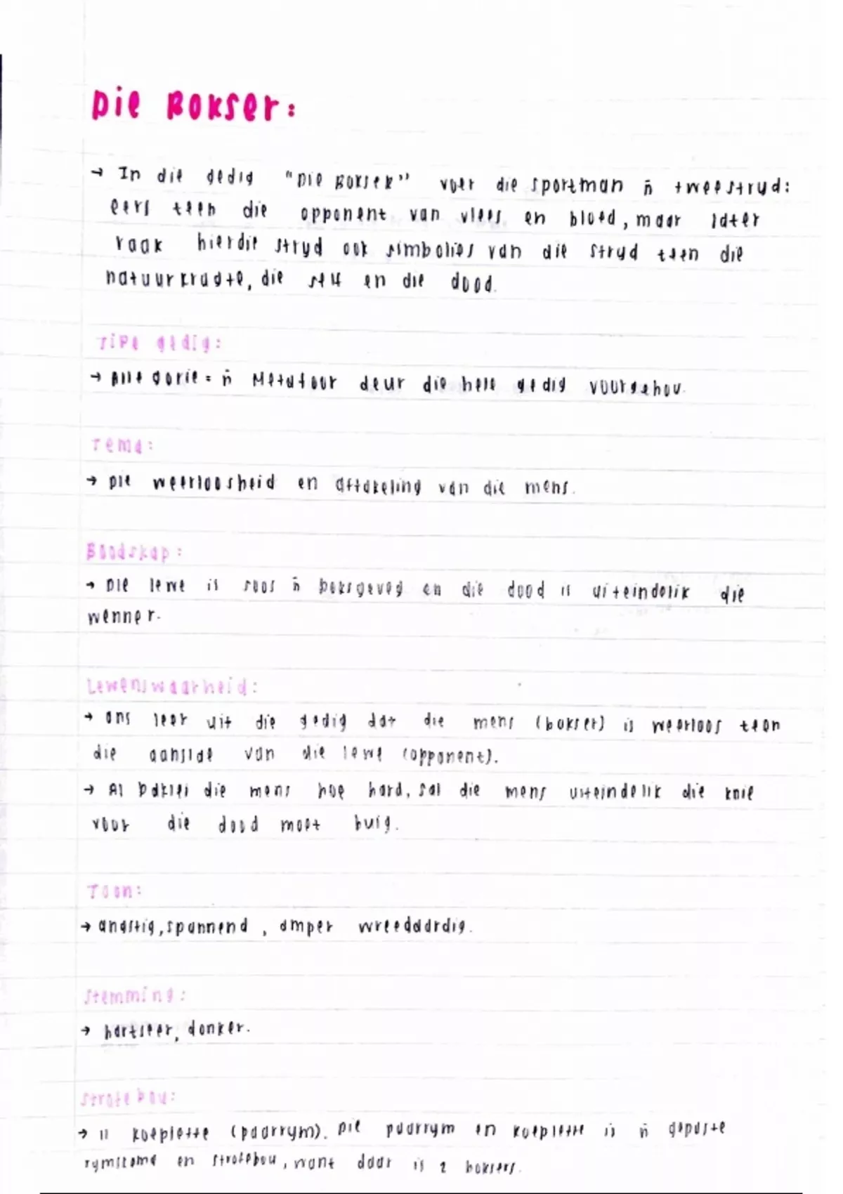 Summary Die Bokser Gedig se ontleding, opsomming met vrae en antwoorde ...