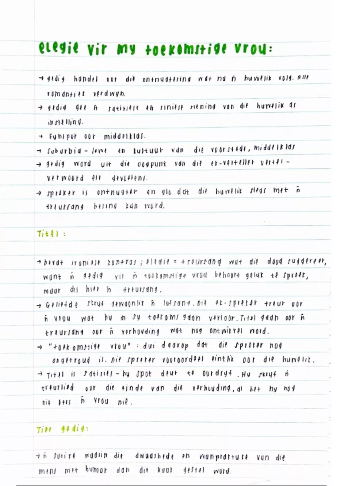 Summary ń Elegie vir my toekomstige vrou gedig se ontleding, opsomming ...