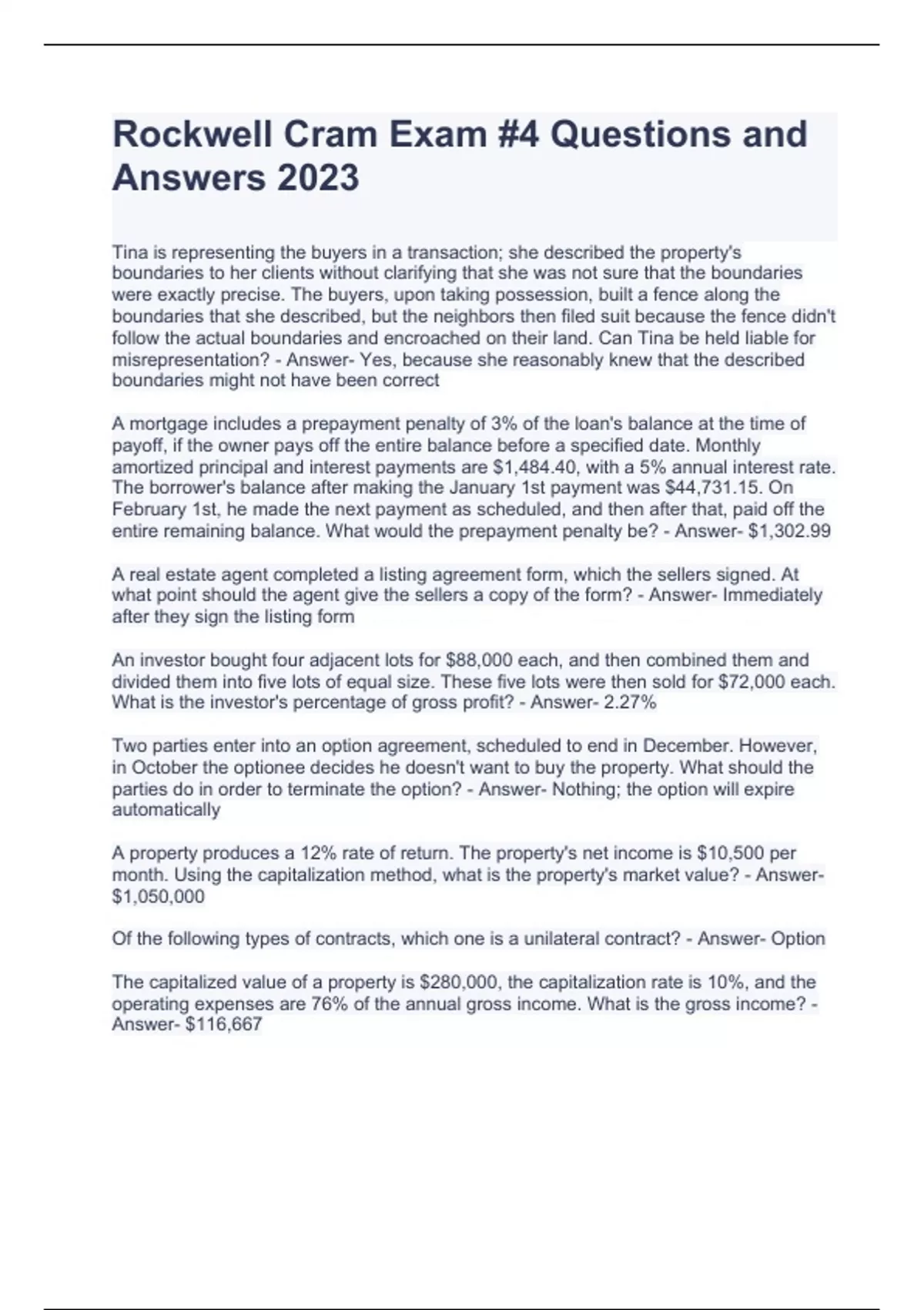 Rockwell Cram Exam #4 Questions and Answers 2023 - Rockwell - Stuvia US