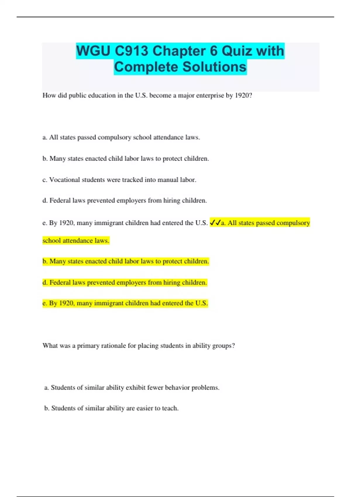 WGU C913 Chapter 6 Quiz with Complete Solutions - WGU C913 - Stuvia US