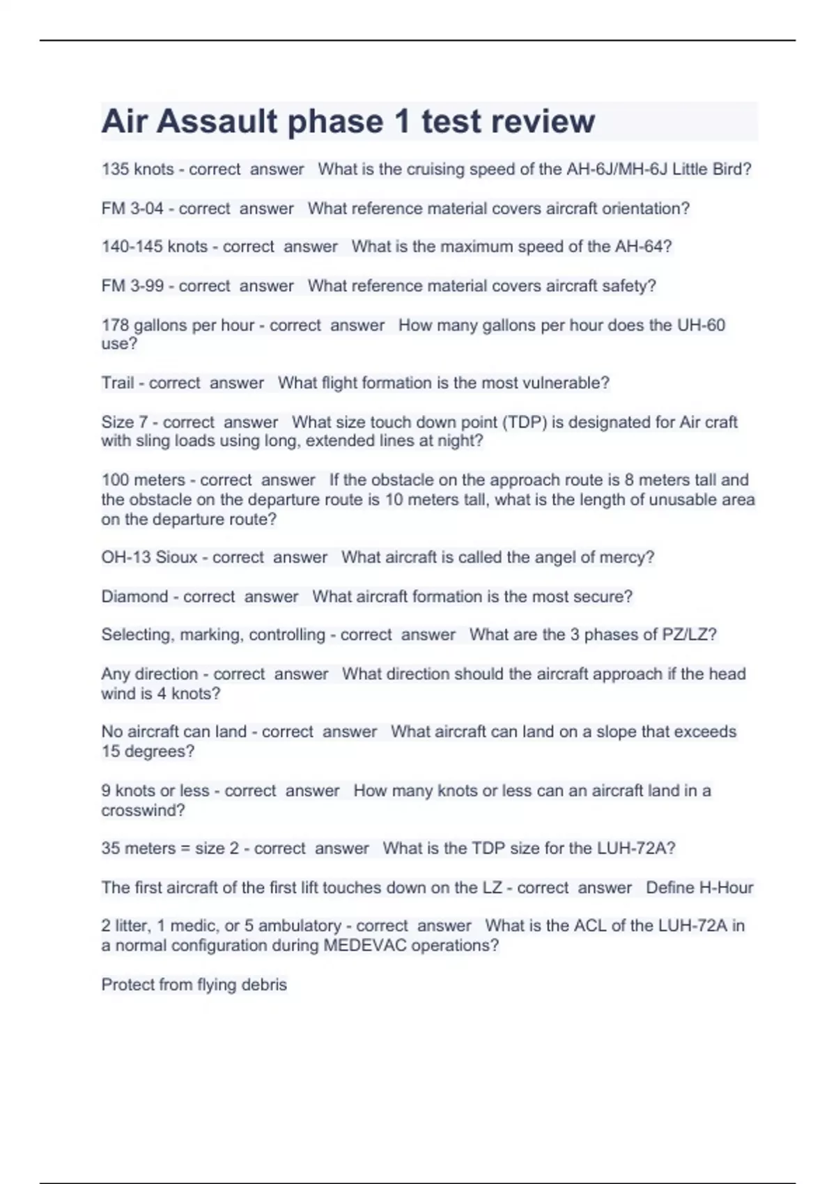 Air Assault phase 1 test review Question and answers 100% correct 2023 ...