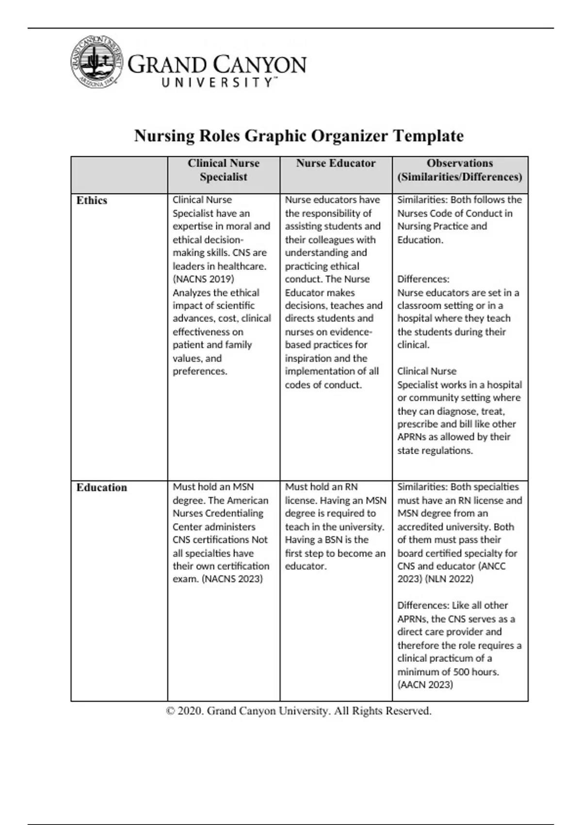 NUR 513 Nurse Role Graphic Organizer Template - NUR 513 - Stuvia US
