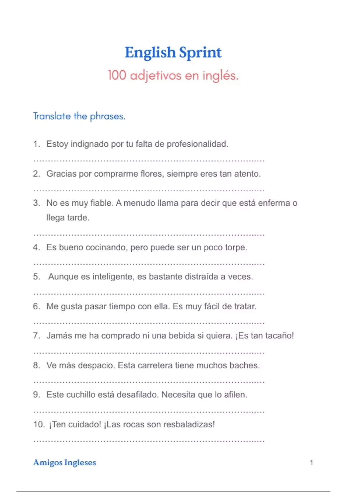 Summary 100 english adjectives - English learning B2 (with examples and ...