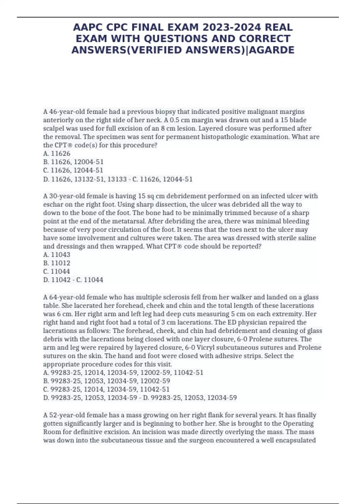 Bundle for AAPC CPC Practice Exam Questions and Answers 2025. Exam ...