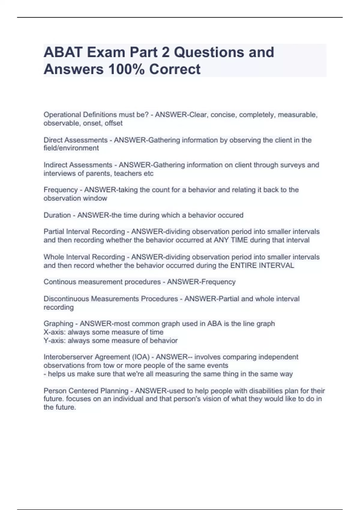 ABAT Exam Part 2 Questions and Answers 100% Correct - ABAT - Stuvia US