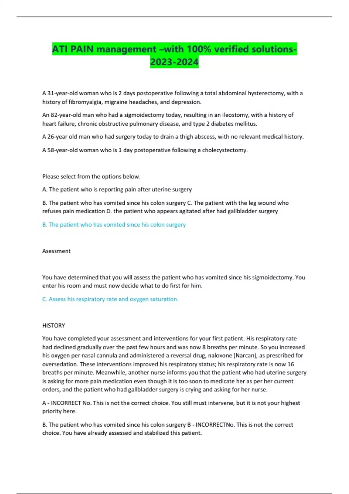 ATI PAIN management –with 100% verified solutions- - ATI PAIN ...