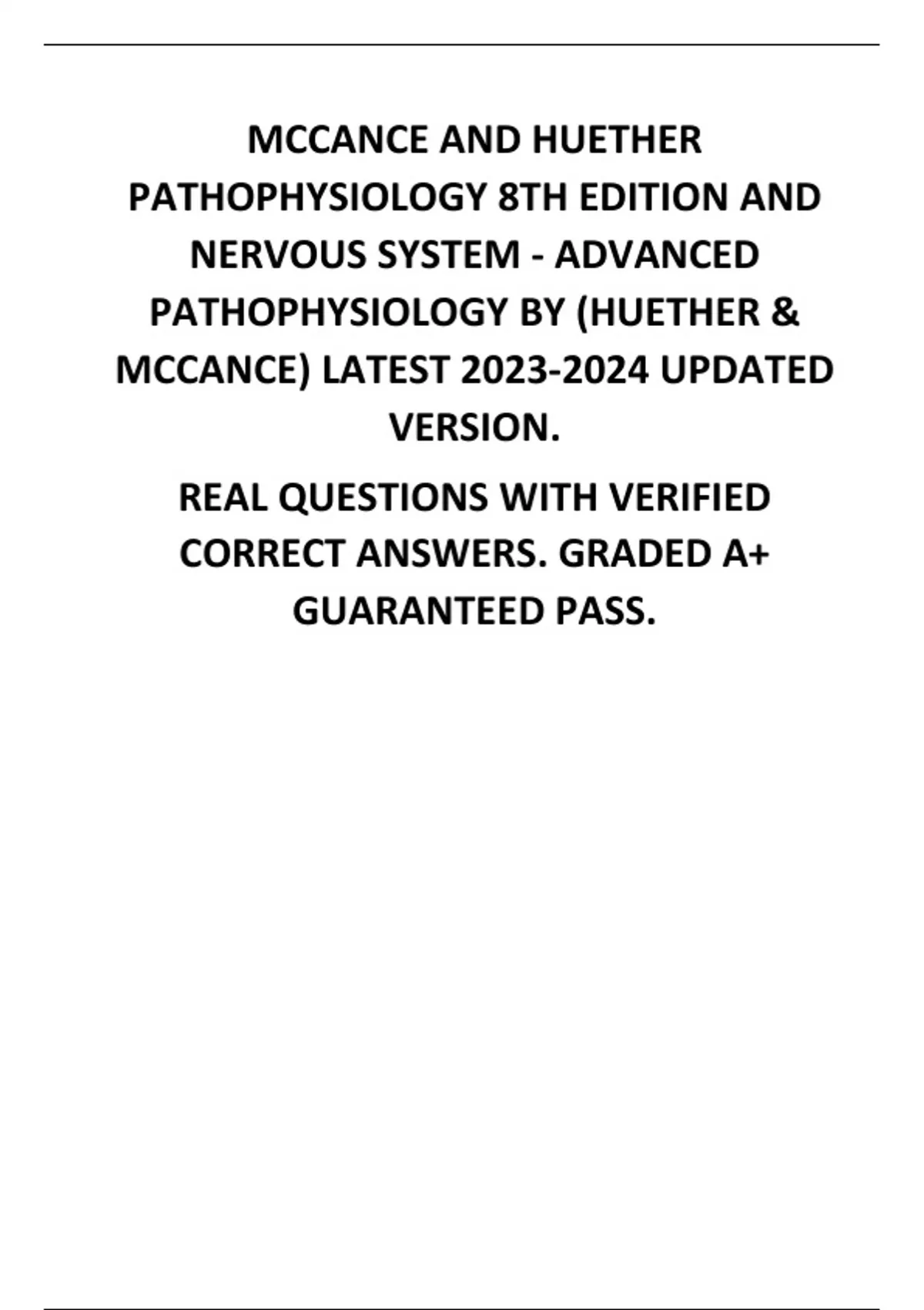 MCCANCE AND HUETHER PATHOPHYSIOLOGY 8TH EDITION AND NERVOUS SYSTEM ...