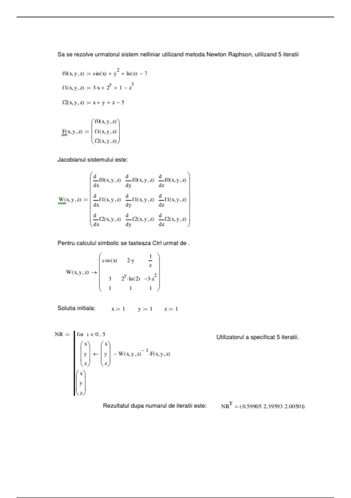 Metode Numerice - Seminar 4 - Sisteme de ecuatii neliniare Newton ...