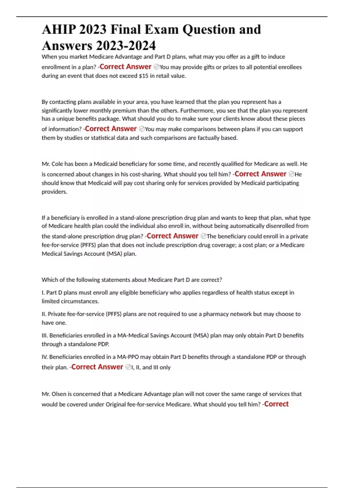 AHIP 2023 Final Exam Question and Answers - AHIP 2023-202 - Stuvia US