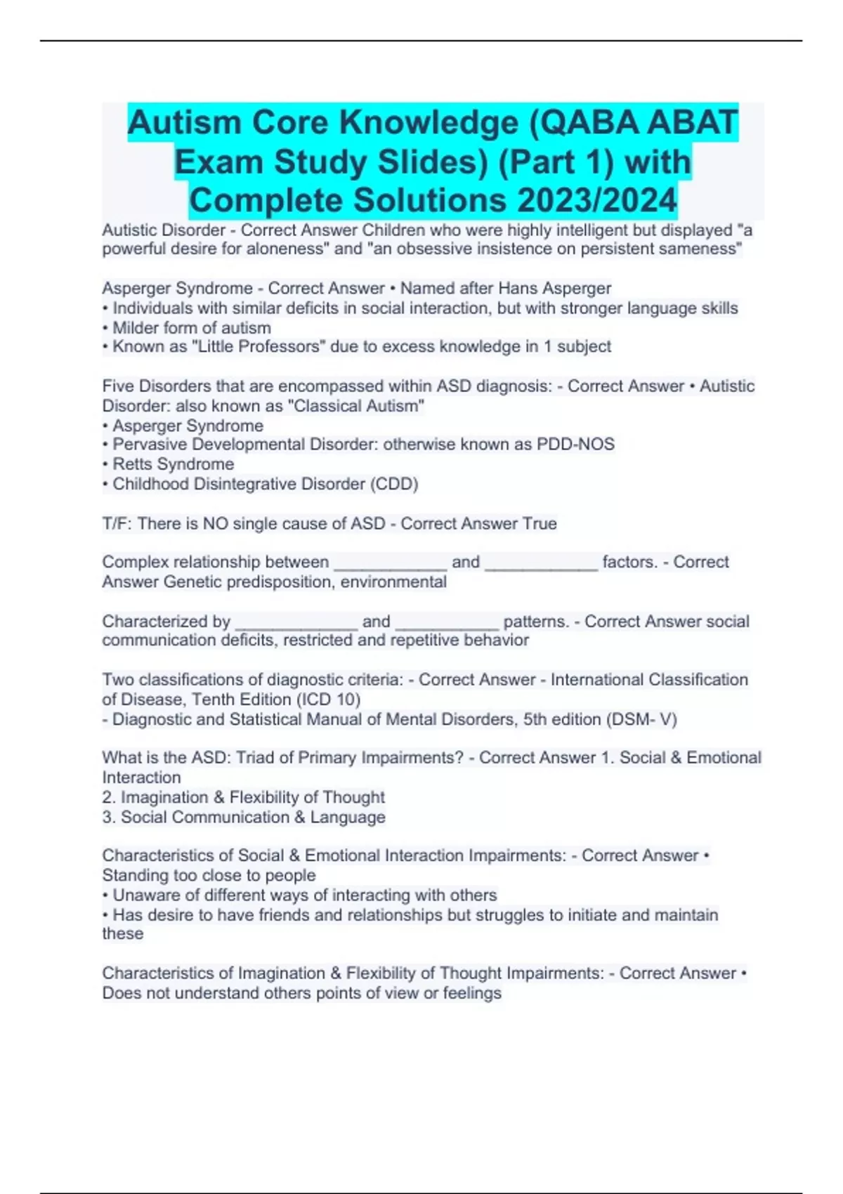 ABAT Practice Test Questions And Answers correct 100% Verified 2023/ ...