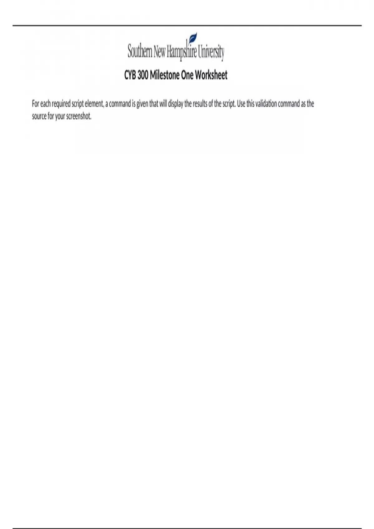 CYB 300 Milestone One - CYB-300 - Stuvia US