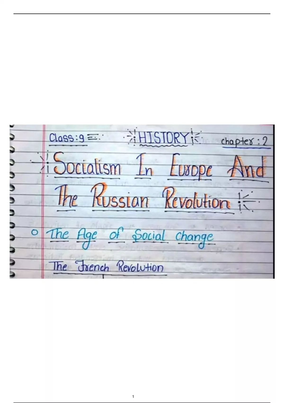 Socialism and the Russian Revolution Notes , chapter 2 history class 9 ...