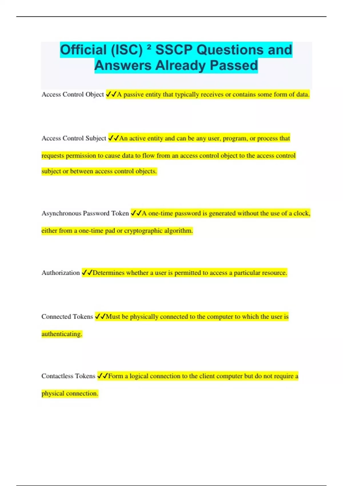 SSCP Bundled Exams Questions and Answers (2023/2024) (Complete and ...