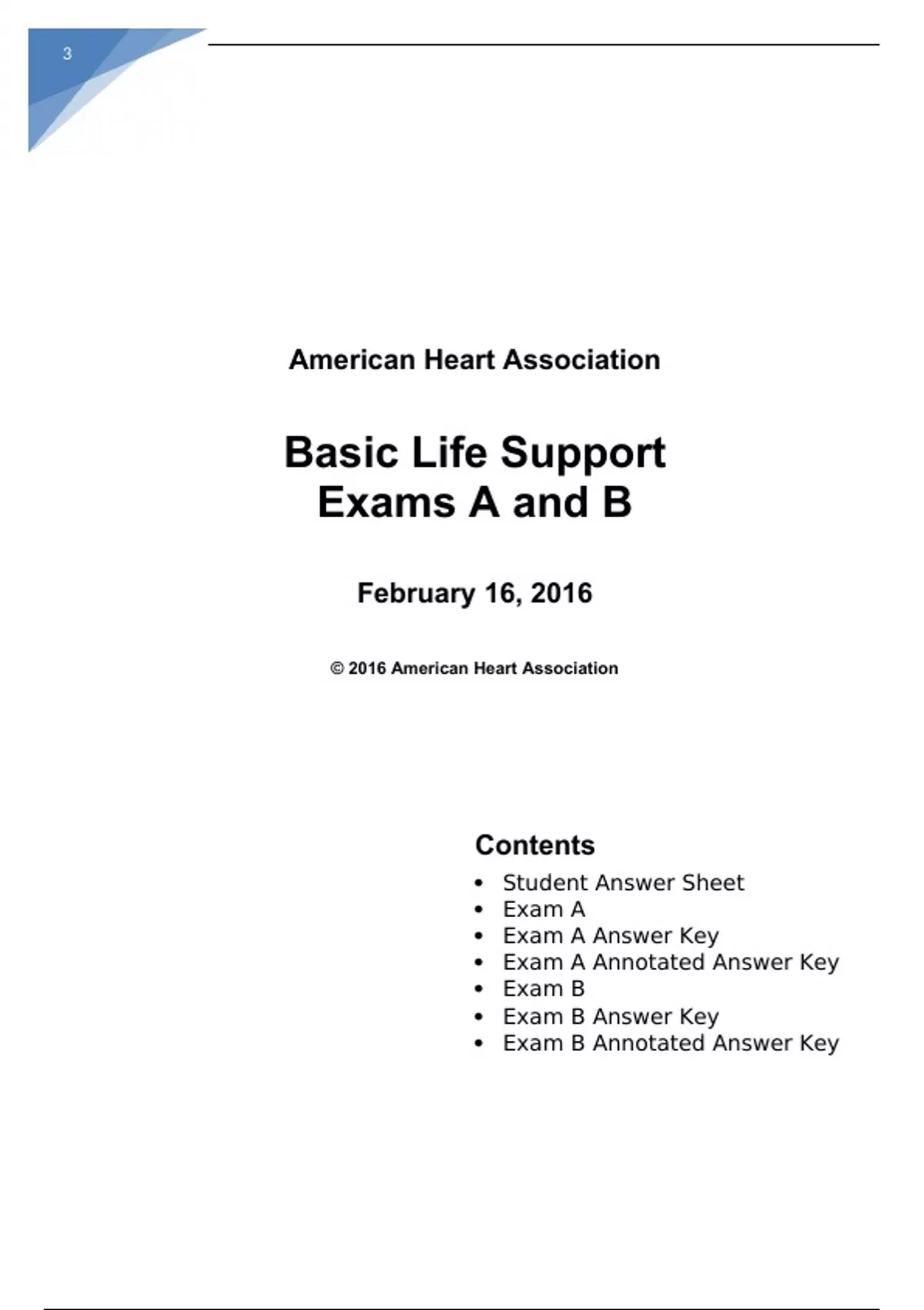 American Heart Association Basic Life Support Exam A - Nursing - Stuvia US