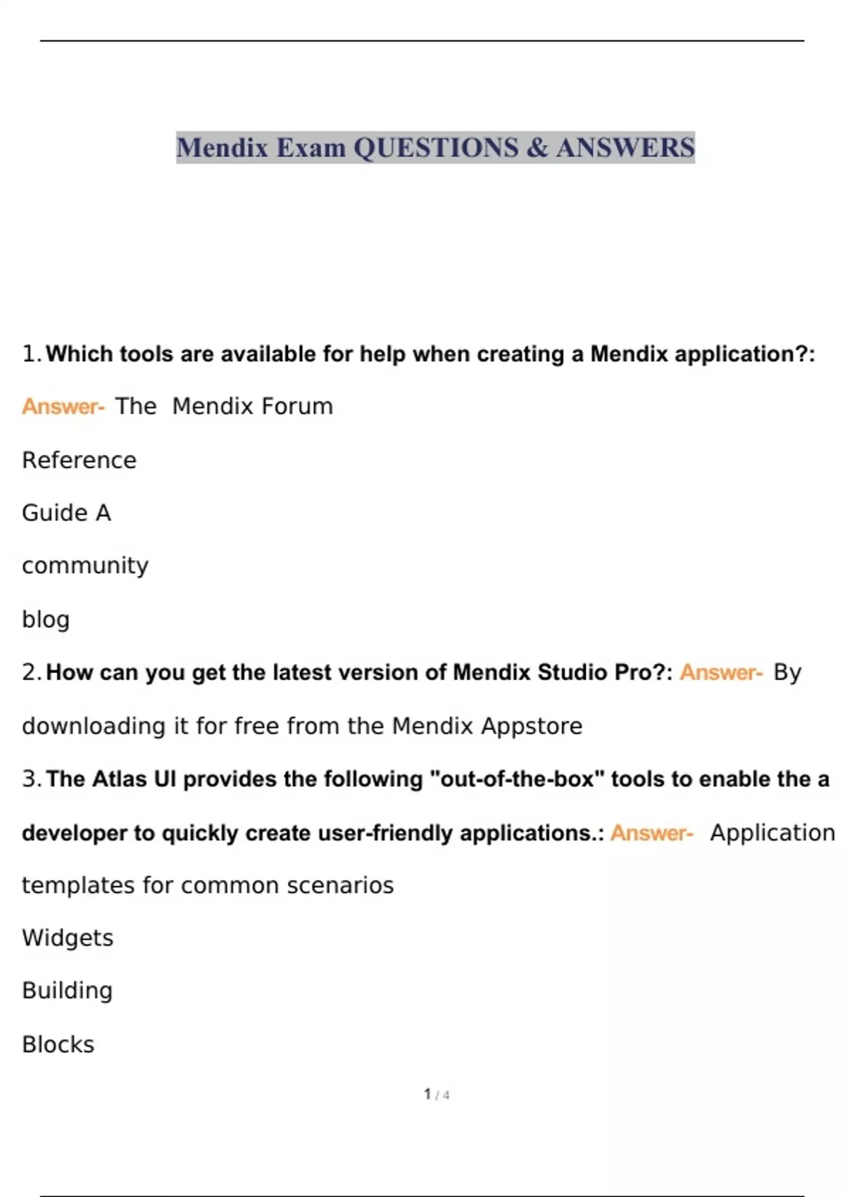 Mendix Exam QUESTIONS & ANSWERS 2023 WITH COMPLETE SOLUTION - Mendix ...