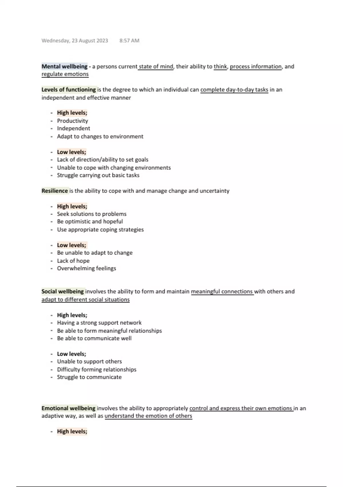 2023 Psychology Unit 4 - AOS2 - What influences mental wellbeing ...