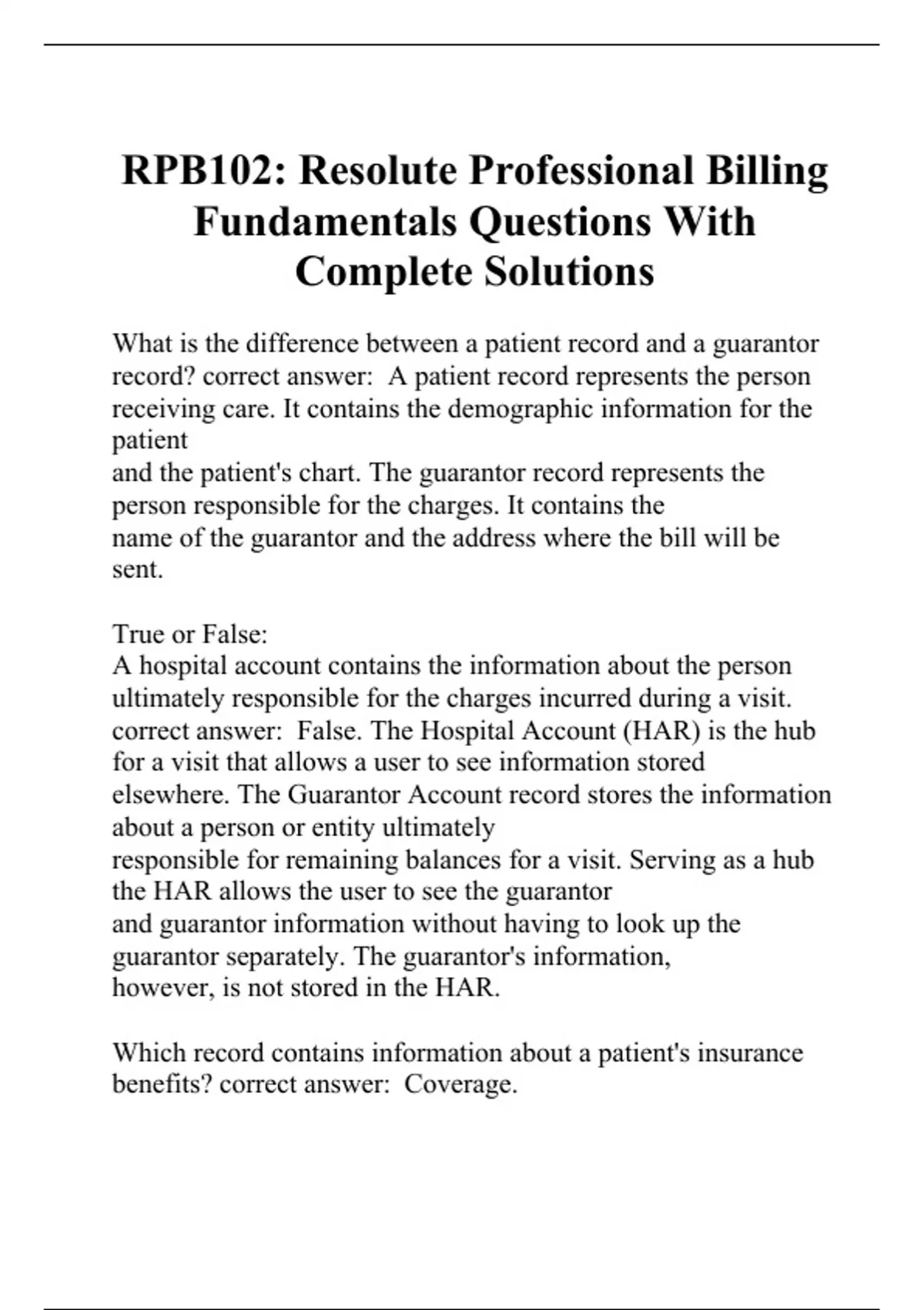 RPB102: Resolute Professional Billing Fundamentals Questions With ...