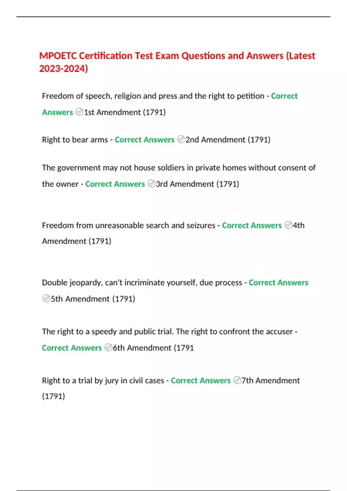 MPOETC Exams {Bundle Compilation} - Stuvia US