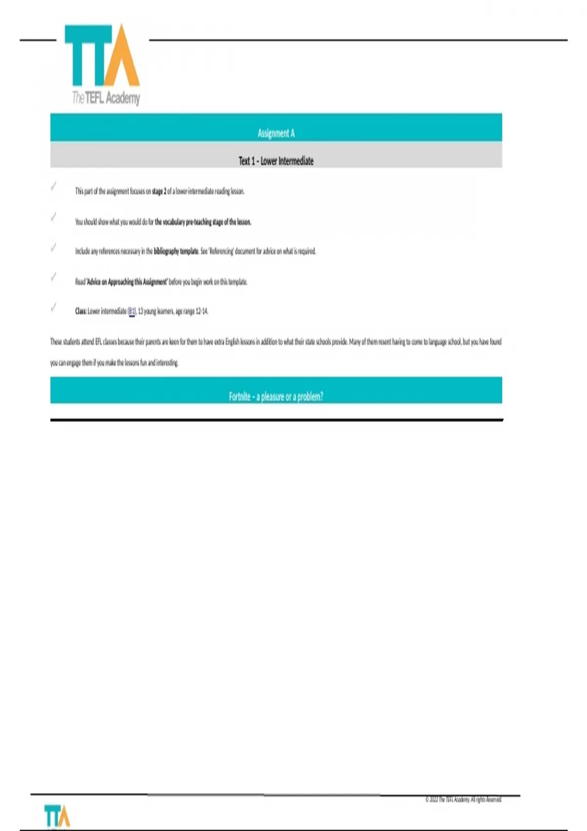 TEFL Academy level 5 Assignment A Text 1 - Tefl unit 5 assignment A ...