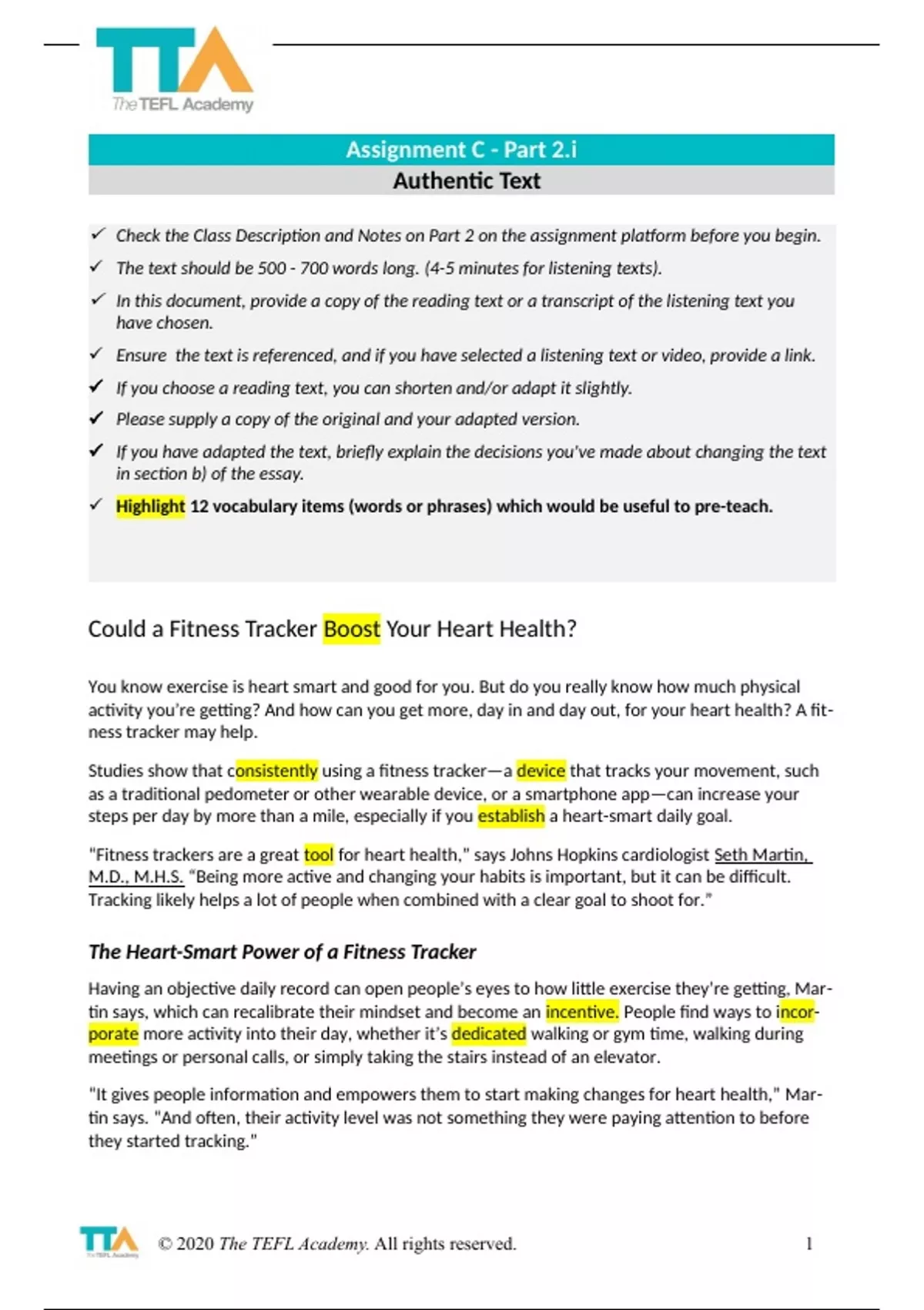 The TEFL Academy Level 5 Assignment C Authentic Text - TEFL5 - Stuvia UK