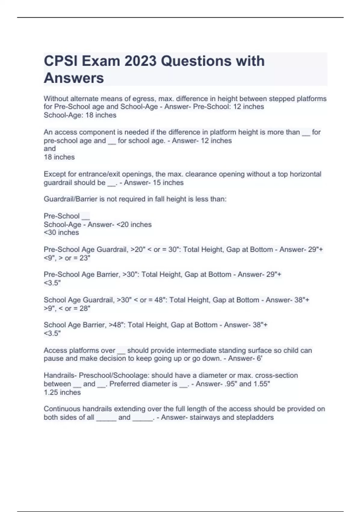 CPSI Exam 2023 Questions with Answers - CPSI - Certified Playground ...