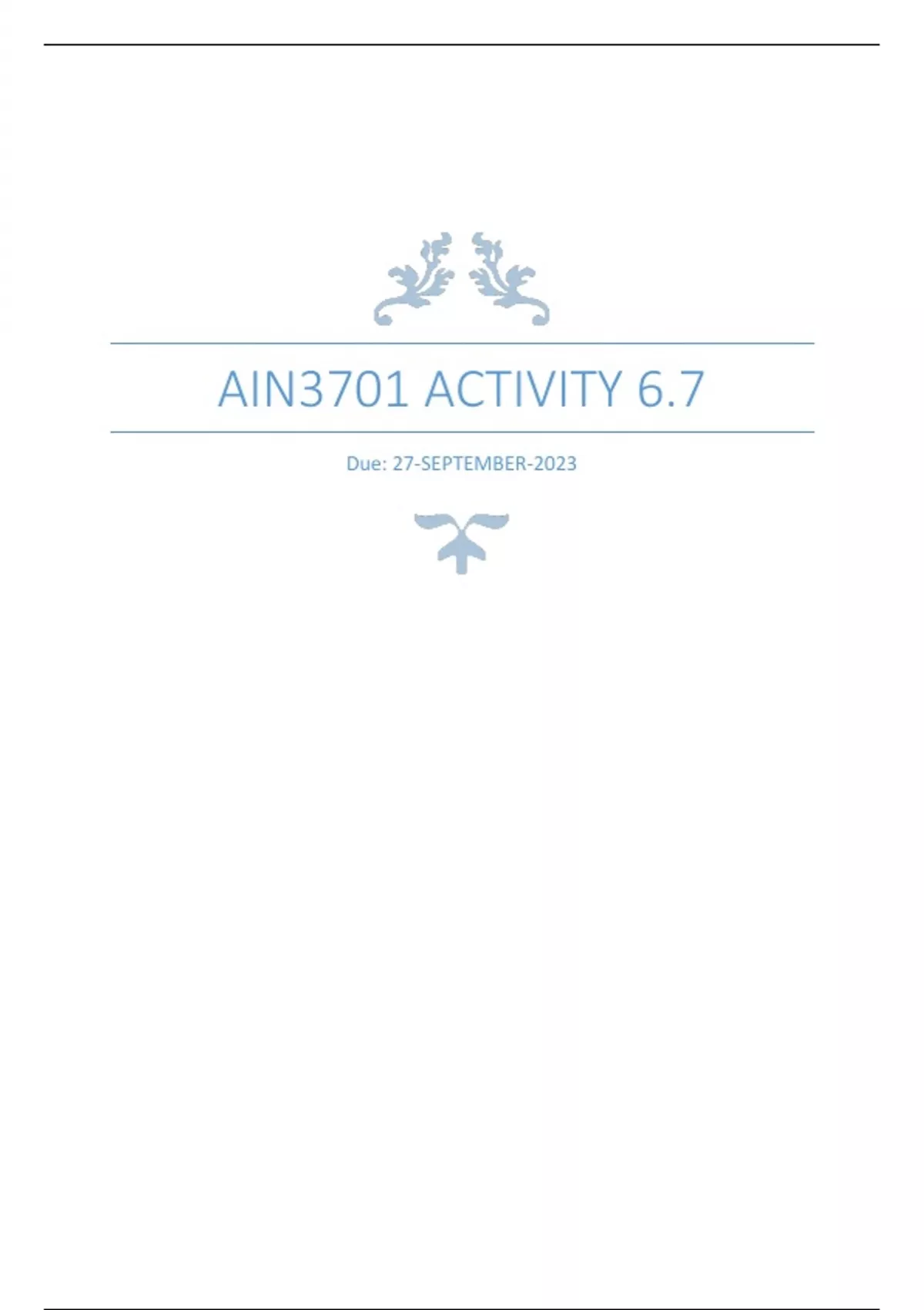 ACTIVITY 6.7 SOLUTION - Automation and data analysis (AIN3701) - Stuvia SA