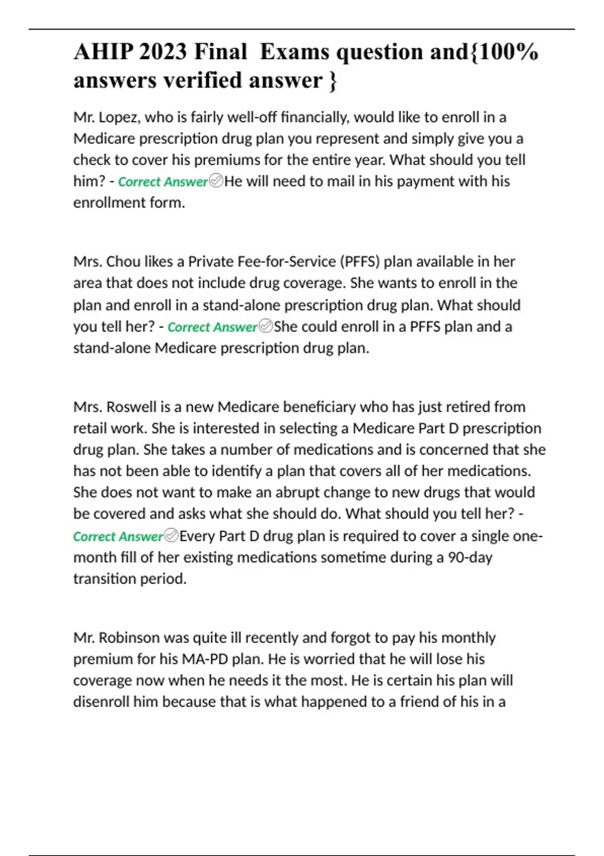 AHIP 2023 Final Exams question and{100% answers verified answer ...