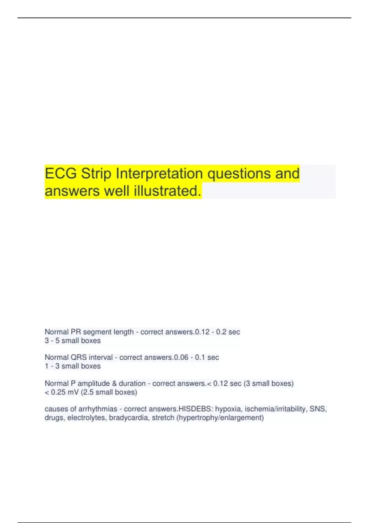 ECG Strip Interpretation questions and answers well illustrated. - ECG ...