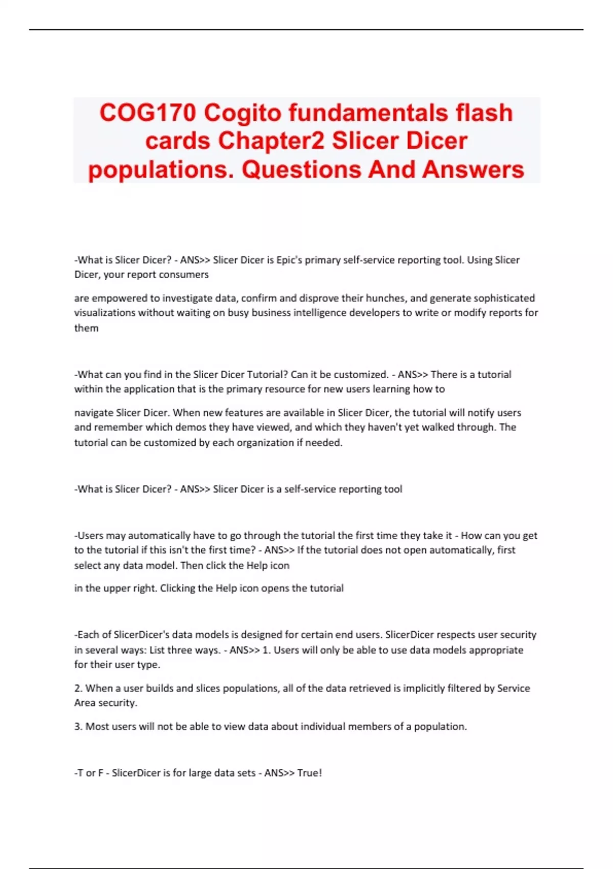 COG170 Cogito fundamentals flash cards Chapter2 Slicer Dicer ...