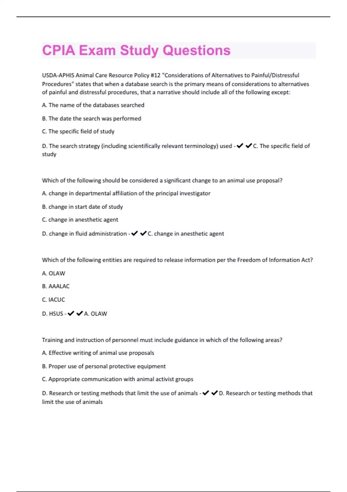 CPIA Exam | 566 Questions and Answers(A+ Solution guide) - CPIA - Stuvia US