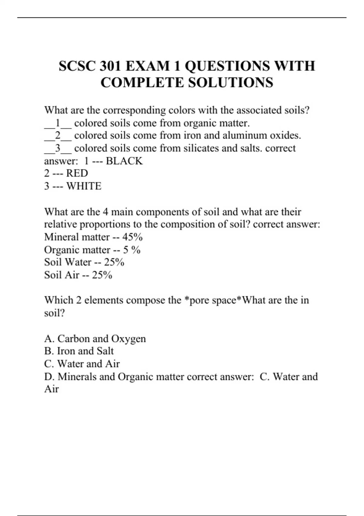 SCSC 301 EXAM 1 QUESTIONS WITH COMPLETE SOLUTIONS - SCSC 301 - Stuvia US