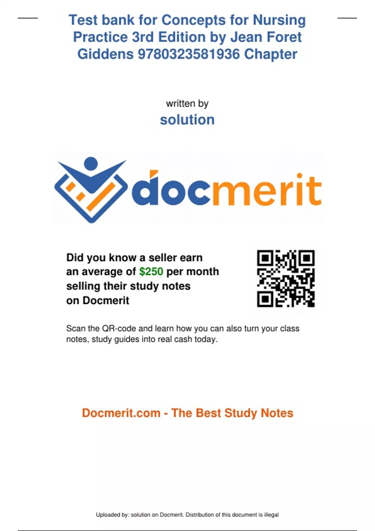 Test bank for Concepts for Nursing Practice 3rd Edition by Jean Foret ...