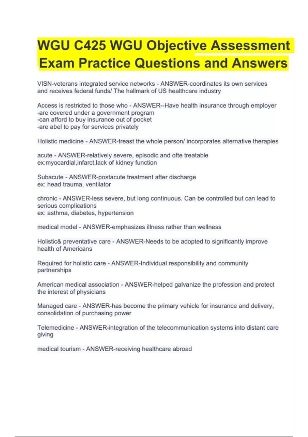 WGU C425 WGU Objective Assessment Exam Practice Questions and Answers ...